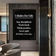 5 Rules for Life Canvas Art Print 30"L x 40"W Motivational Wall Decor ...