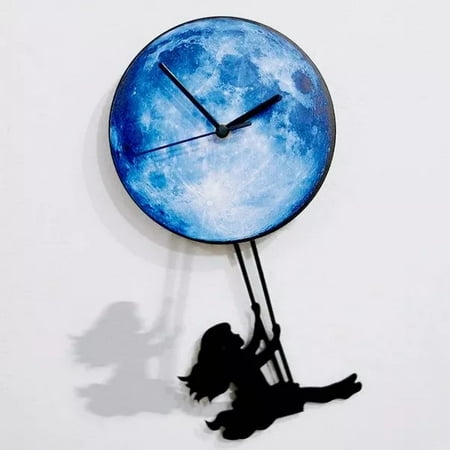 LuoHeng Remise Halloween Angel Swing on the Moon - Horloge murale à ...