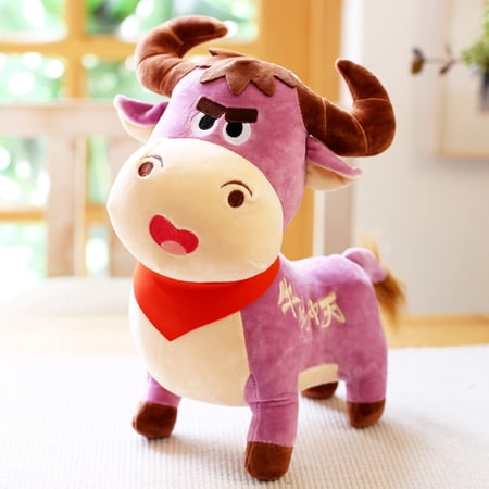 Cartoon Calf Plush Toy 2021 Year of the Ox Mascot Cute Stuffed Animal ...