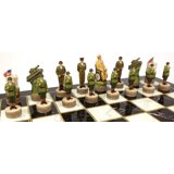 WW2 US vs Germany Chess Set W/ 17" Black and White Faux Marble Board ...