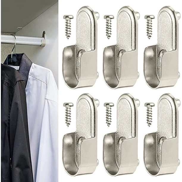 6 Pieces Closet Rod Holder Clothes Rail Hanging Pole Tube Socket Set ...