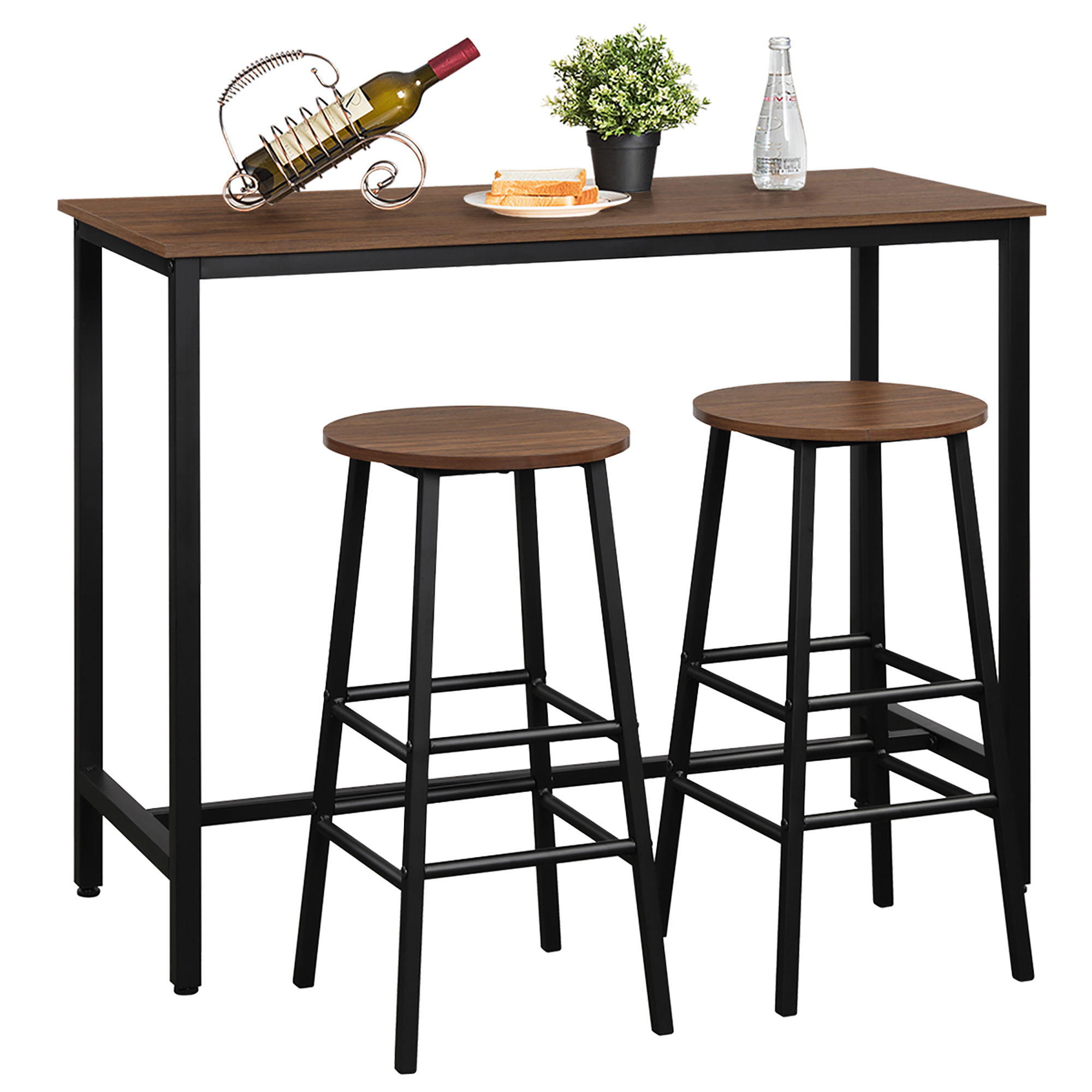 Costway 3 Pieces Bar Pub Table And 2 Stools Counter Kitchen Dining Set Costway 3 Pieces Bar Pub Table And 2 Stools Counter Kitchen Dining Set