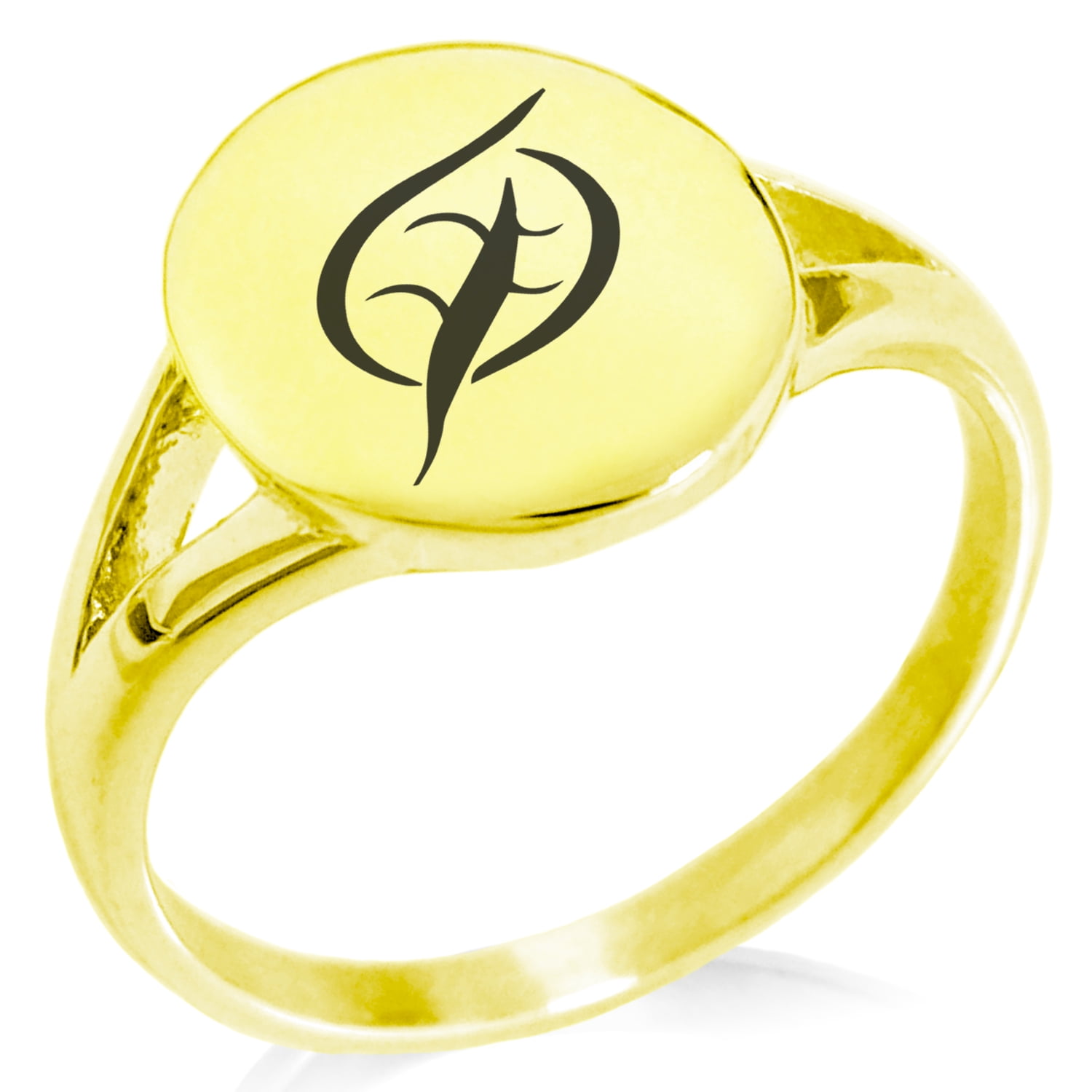 Stainless Steel Elemental Earth Nation Minimalist Oval Top Polished ...