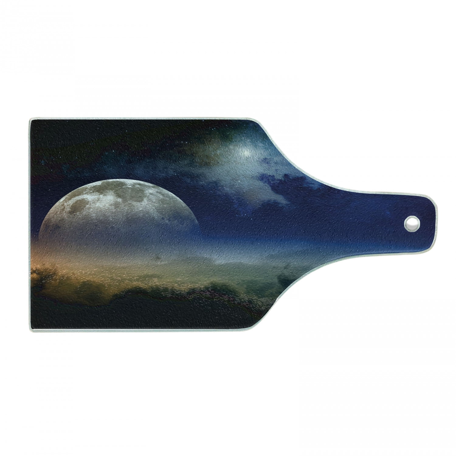 Moon Cutting Board, Full Moon Rising with Shooting Star Cloudy Night ...