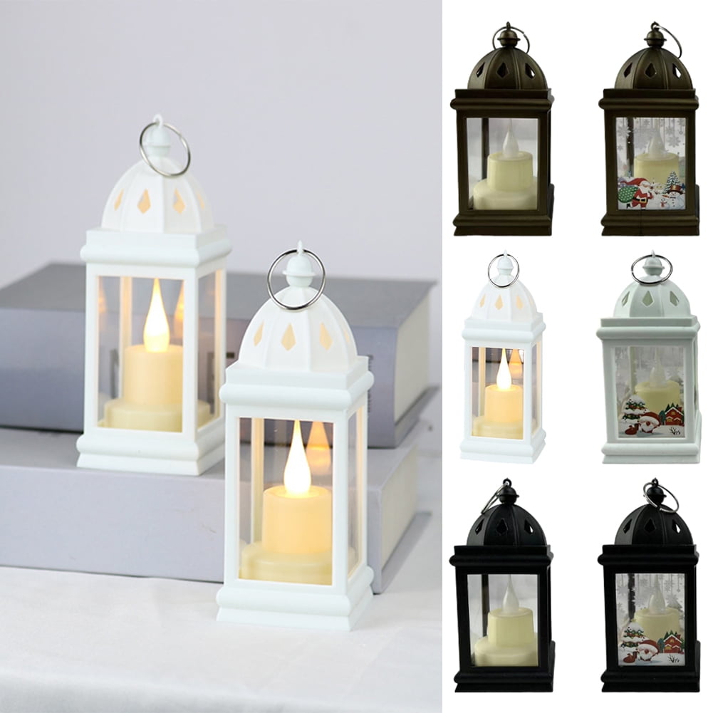 LINASHI Wind Lanterns Batteries with Handle Decorative Hanging Santa ...