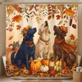 72x72in Fall Dog Pumpkin Maple Leaf Shower Curtain for Bathroom Decor ...