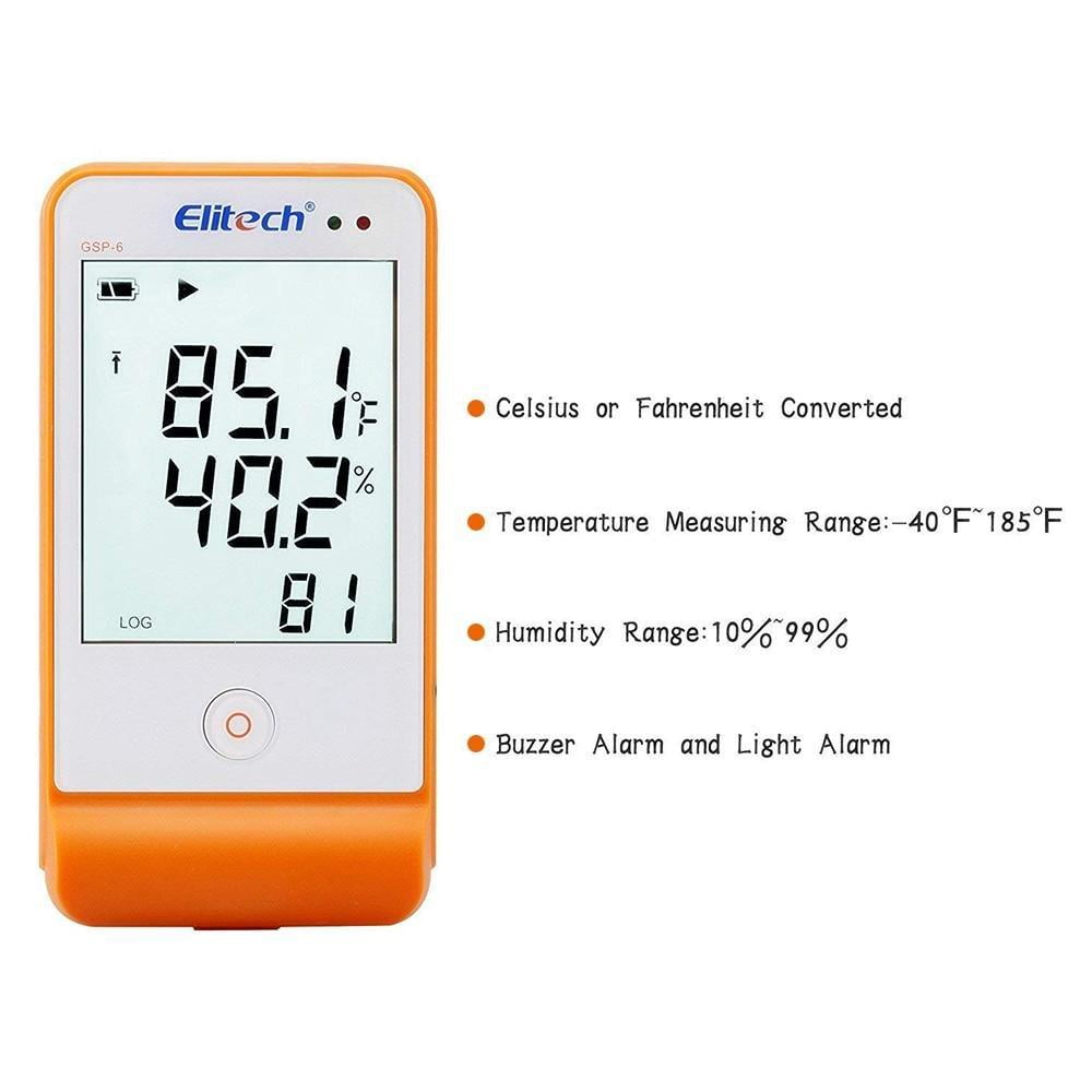 Buy Elitech GSP-6 Traceable Temperature and Humidity Digital Data ...
