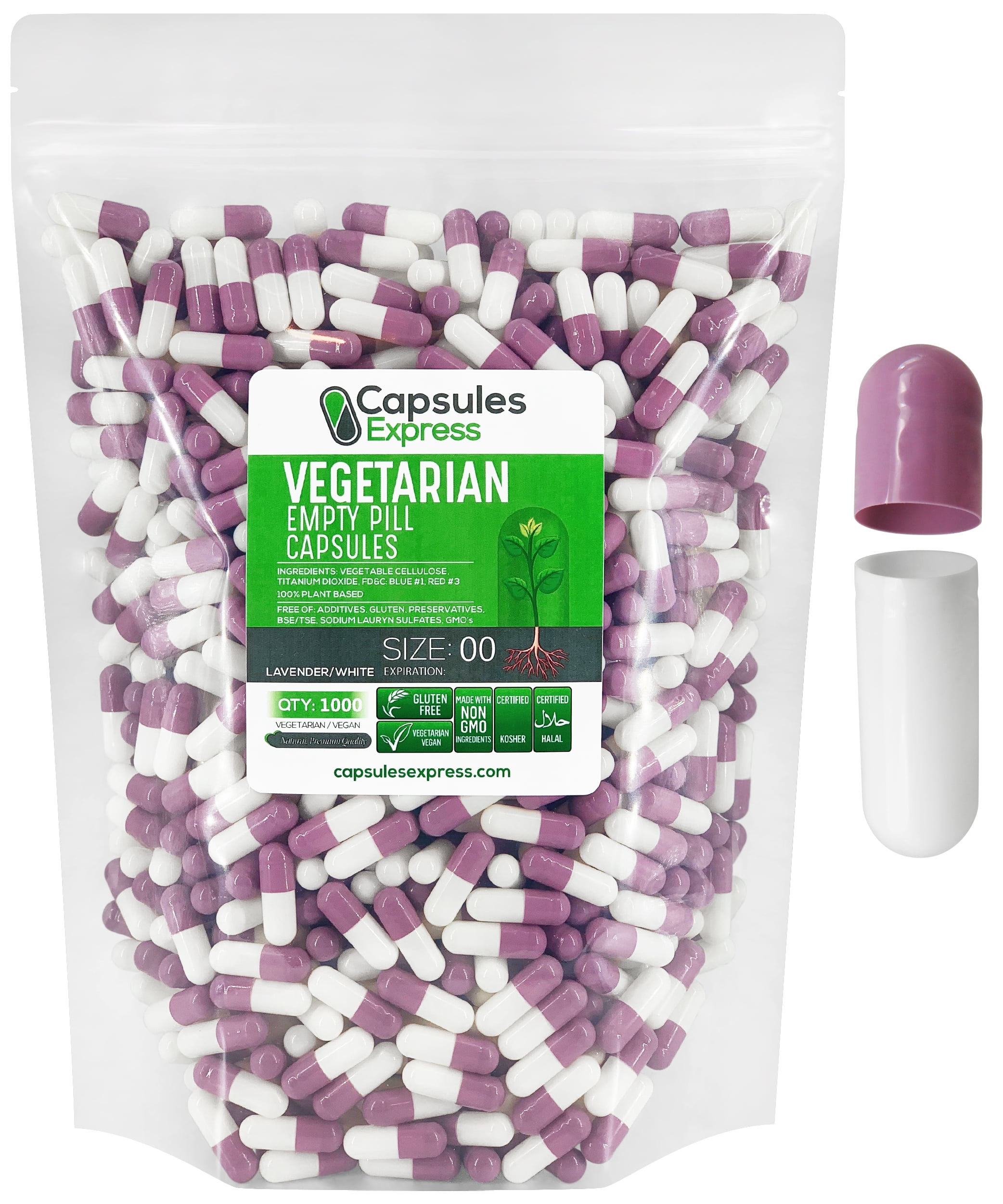 XPRS Nutra Size 00 Lavender and White Empty Vegan Capsules - Vegetarian ...
