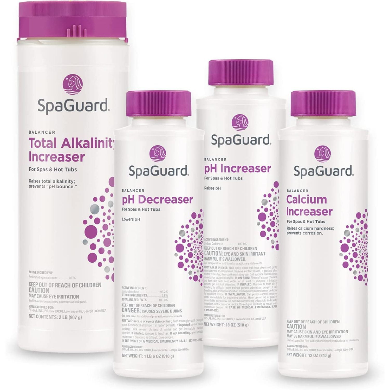 SpaGuard Balancer Bundle (pH Decreaser, pH Increaser, Alkalinity ...