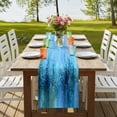 Blue Green Burlap Cotton Table Runner 13x48 Inches Long, Modern ...