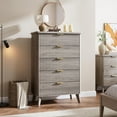 YUSAZENS 5-Drawer Fluted Tall Dresser, 47.2 Inch Chest with Curved ...