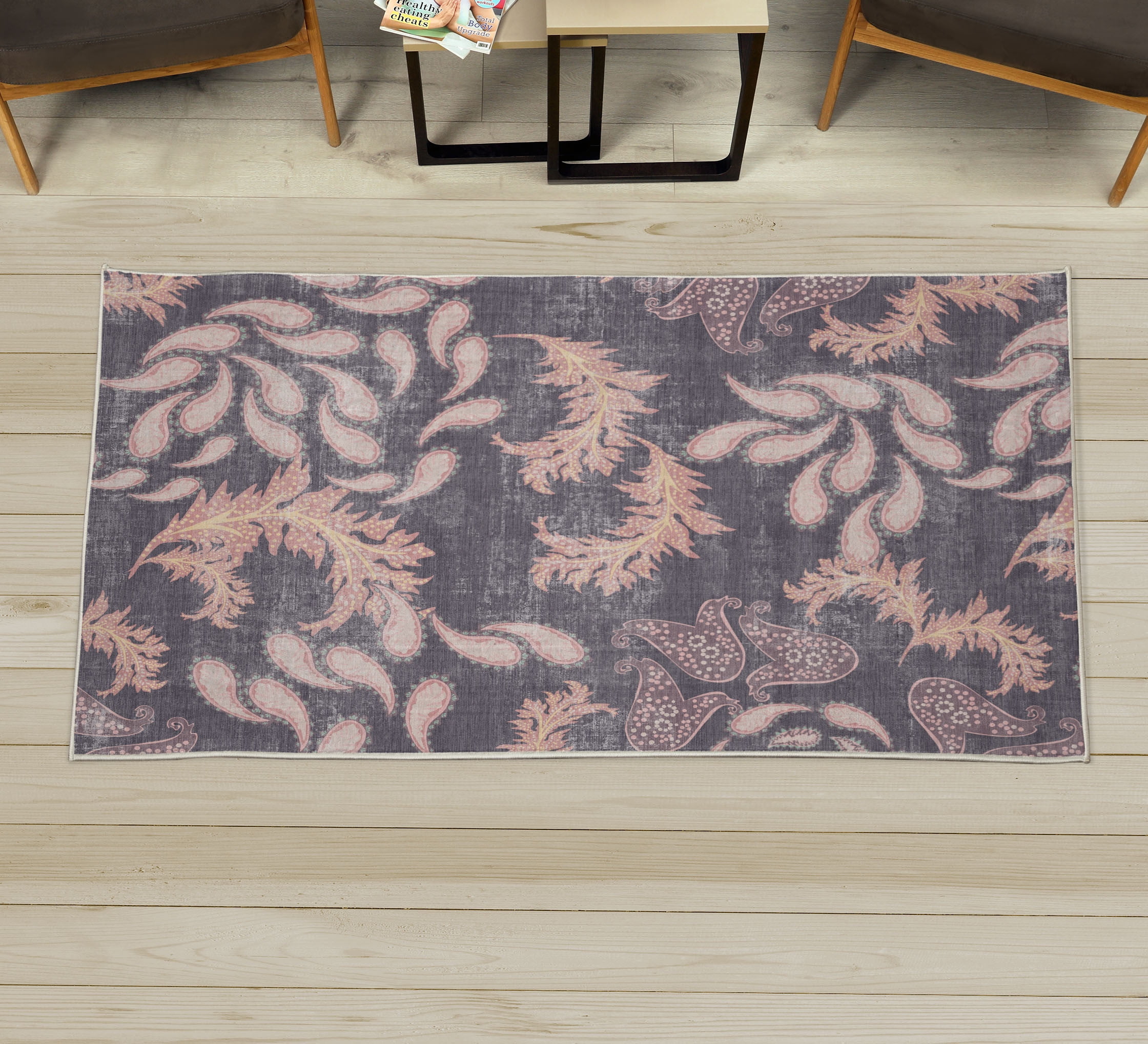 Paisley Decorative Rug, Traditional Floral Like Pattern Curvy Design ...
