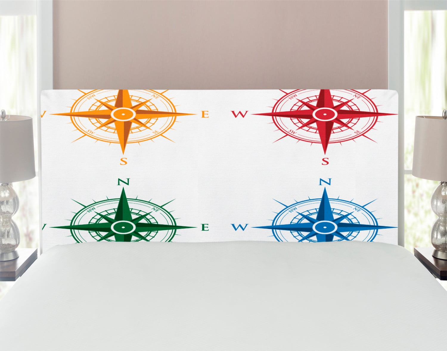 Compass Headboard, Colorful Different Compasses Set Orientation Earth's ...
