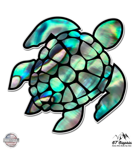 Sea Turtle Pearl Blue Green - 5" Vinyl Sticker - For Car Laptop I-Pad ...