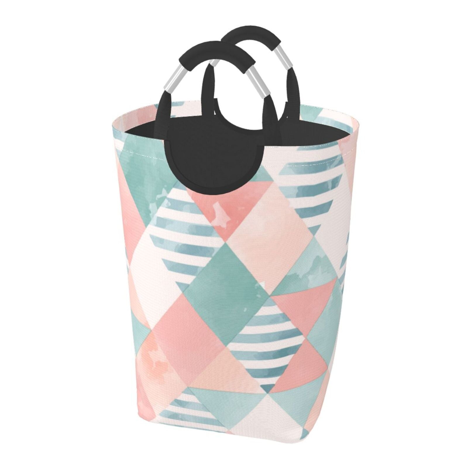 XMXT Large Collapsible Laundry Hamper, Watercolor Triangle Mosaic Print ...