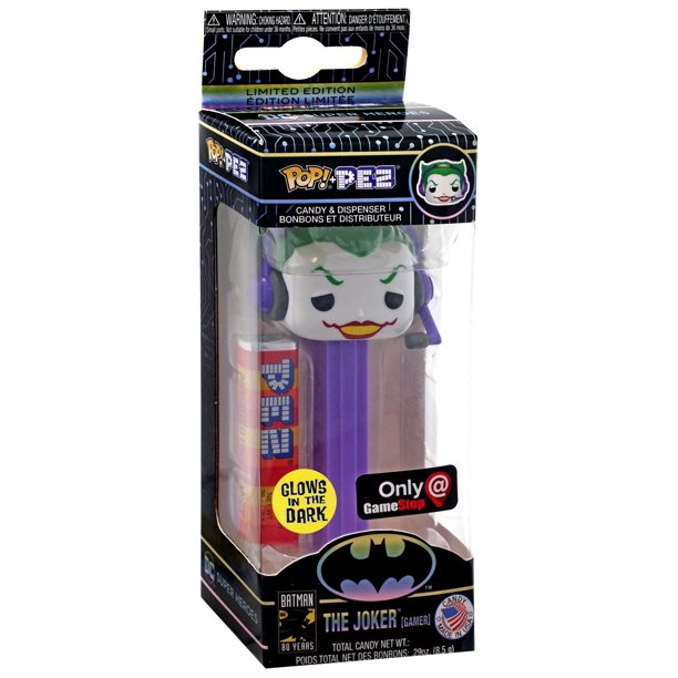 DC Funko POP! PEZ The Joker Candy Dispenser [Gamer, Purple, Glow-in-the ...