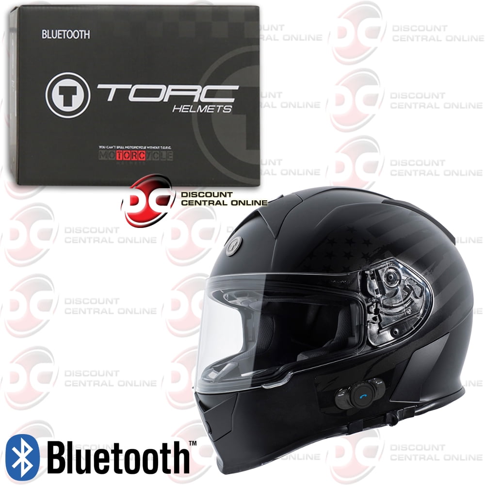 Torc T14B Mako Motorcycle Helmet With Built-in Bluetooth Communication Flag Black (Medium ...