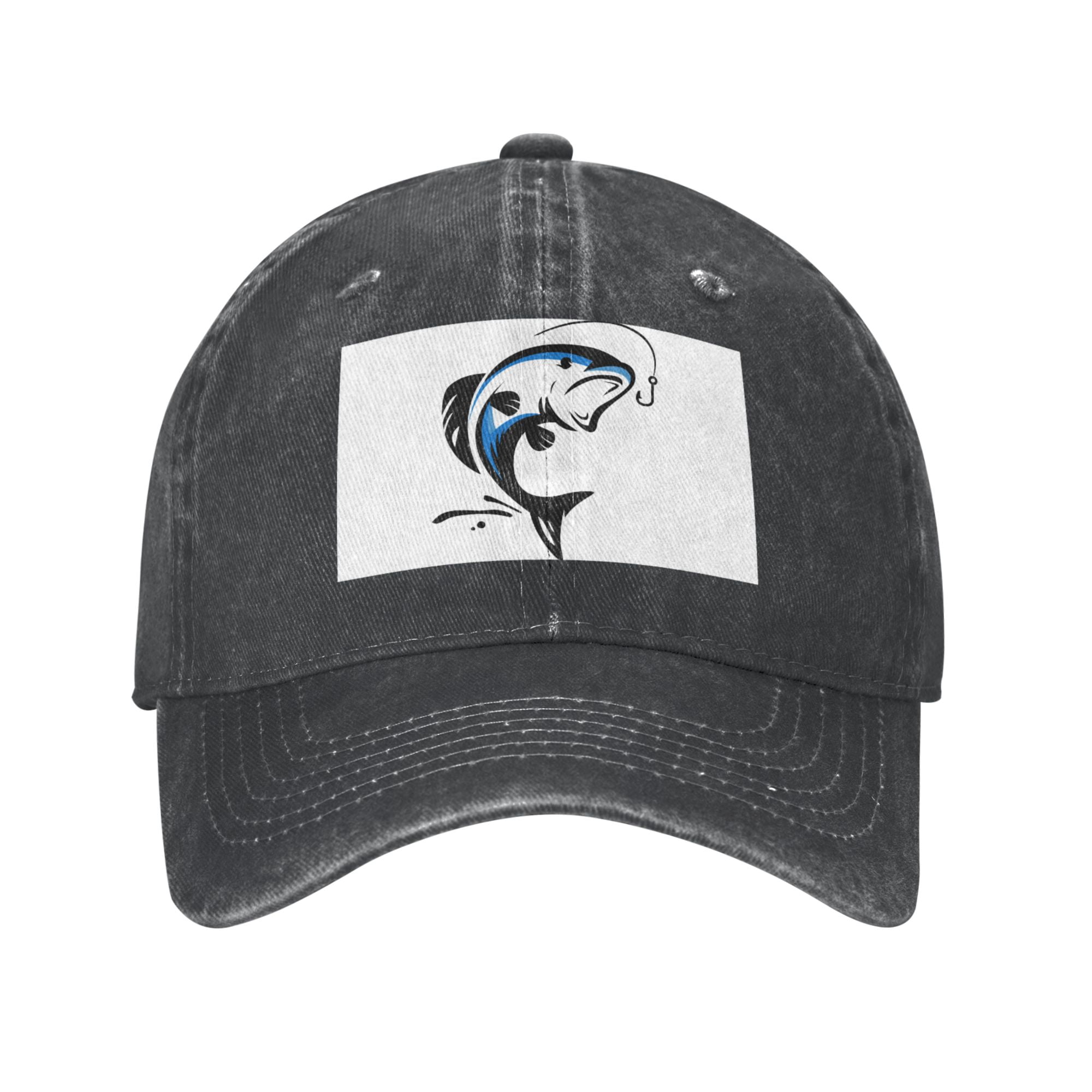 DouZhe Adjustable Washed Cotton Baseball Cap - Fish Fishing Symbol ...
