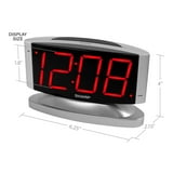 Sharp LED Digital Alarm Clock, Swivel Base, Silver Case, Red Display ...