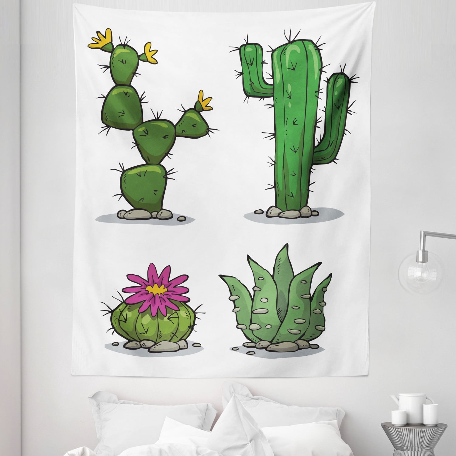 Cactus Tapestry, Pattern of Various Mexican Flora House Plant ...