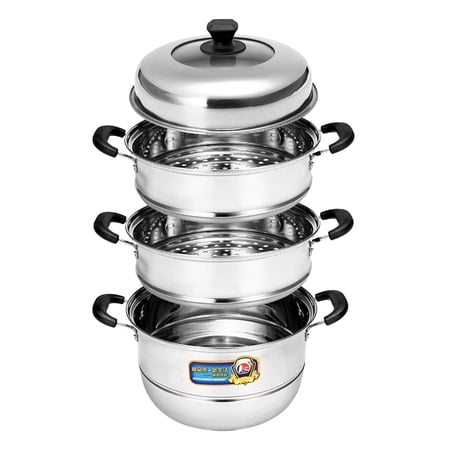 Asewon3-Layer Stainless Steel Steamer Pot for Cooking Soup and Steaming ...