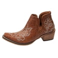 Crunowin Women's Ankle Boots, Embroidered Chunky Mid Heel Fall Trendy ...