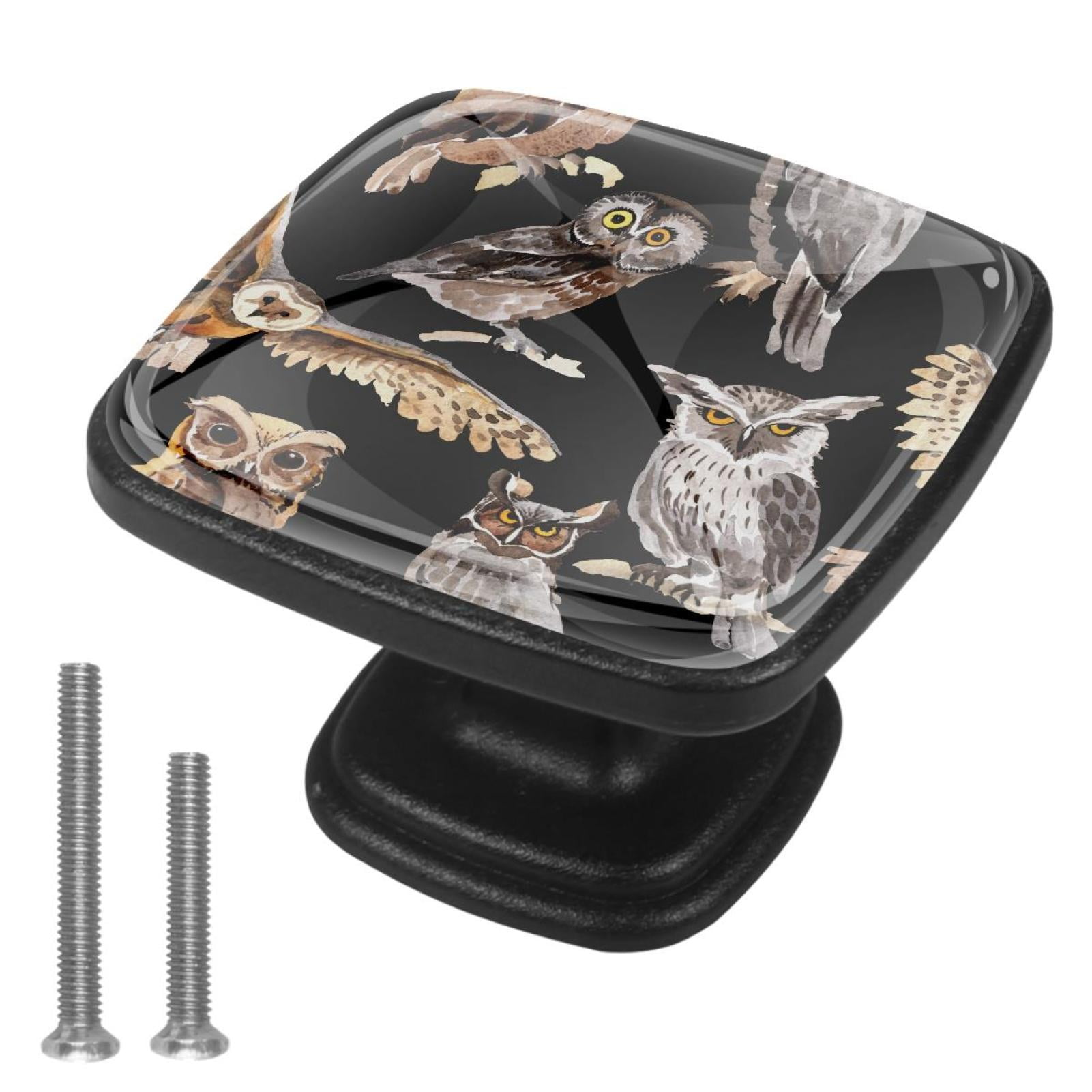 4 Pcs Cabinet Handle Drawer Pulls Owl Knobs with Screws Square ...