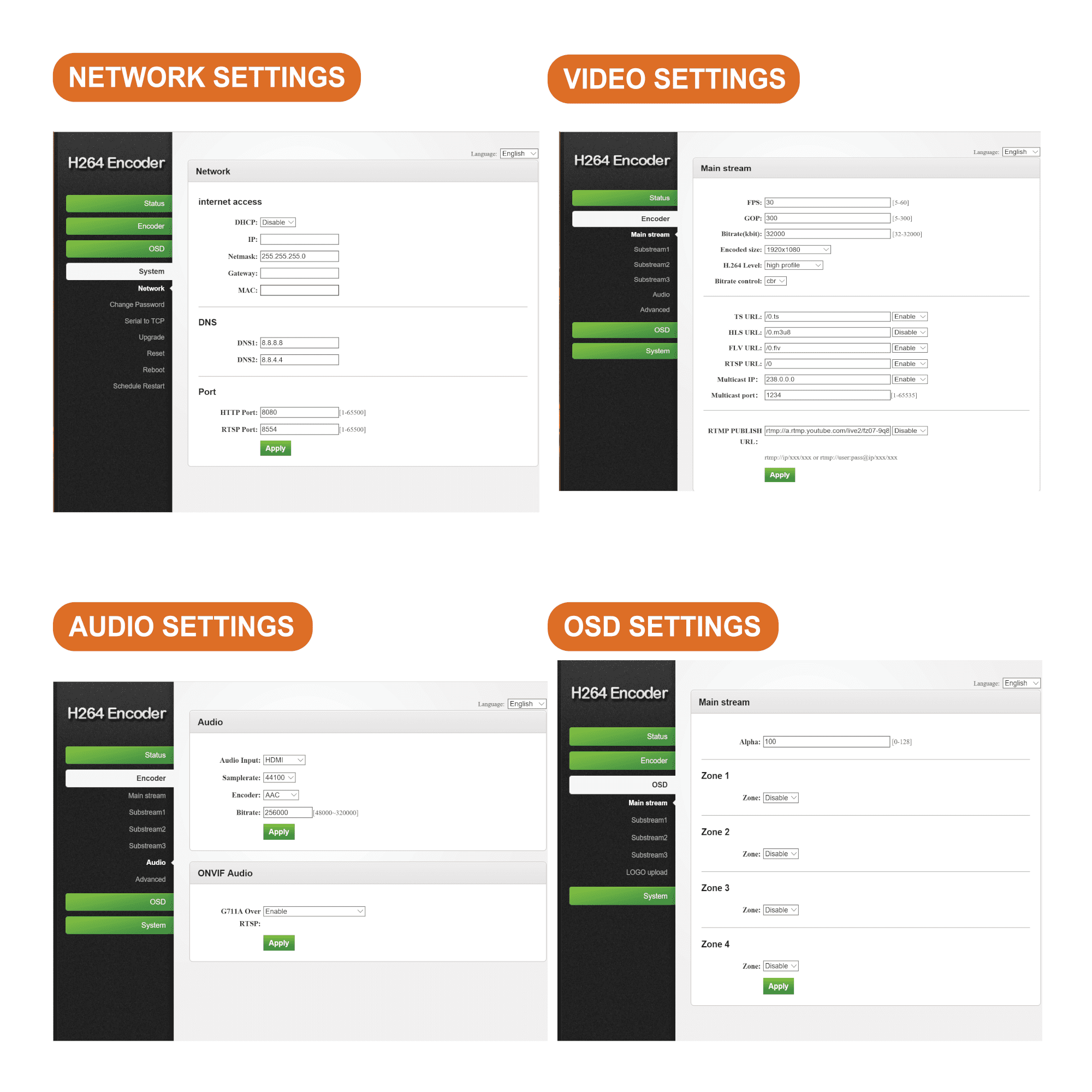 Buy J-Tech Digital HDMI 1080P 60Hz H.264 IPTV Encoder Supports RTSP ...