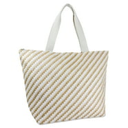 Magid Women's Two Tone Straw Beach Tote Bag, Beige - Walmart.com