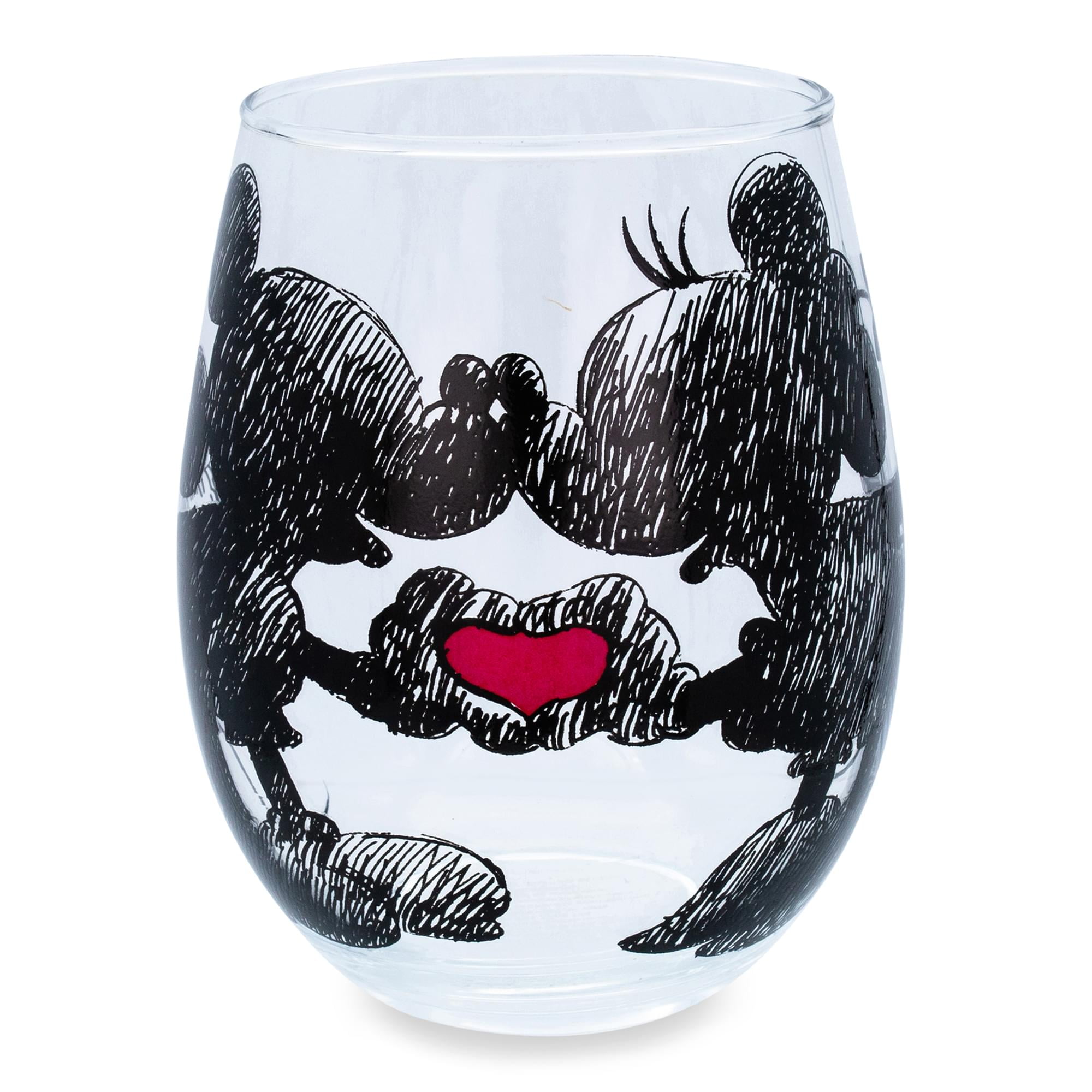 Disney Mickey and Minnie Mouse Teardrop Stemless Wine Glass | Holds 20 ...