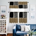 Brown Black Kitchen Curtains Set for Windows, Japanese Style Striped ...