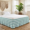 Queen Bed Skirt 16 Inch Drop, Teal White Striped Easy Fit Wrap Around ...