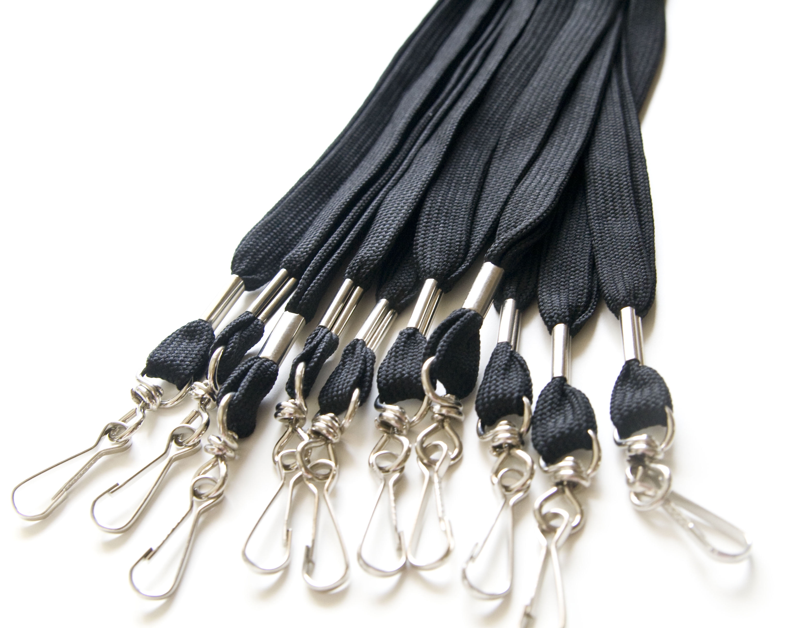 100pcs Flat ID Neck Lanyards for Badges with Swivel J-Hook, Black by ...