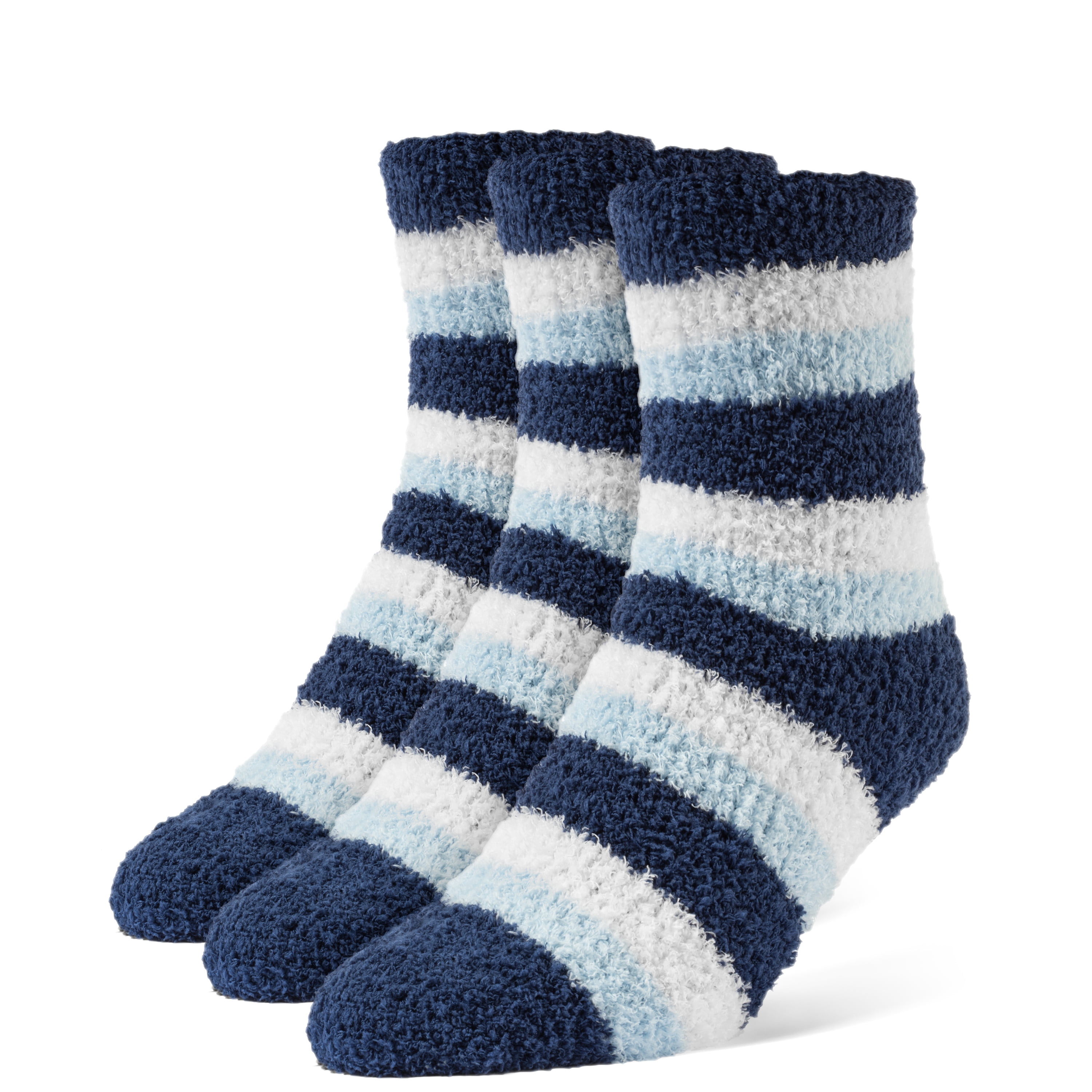 Galiva Women's Striped Fuzzy Quarter Cozy Socks - 3 Pairs - Walmart.com