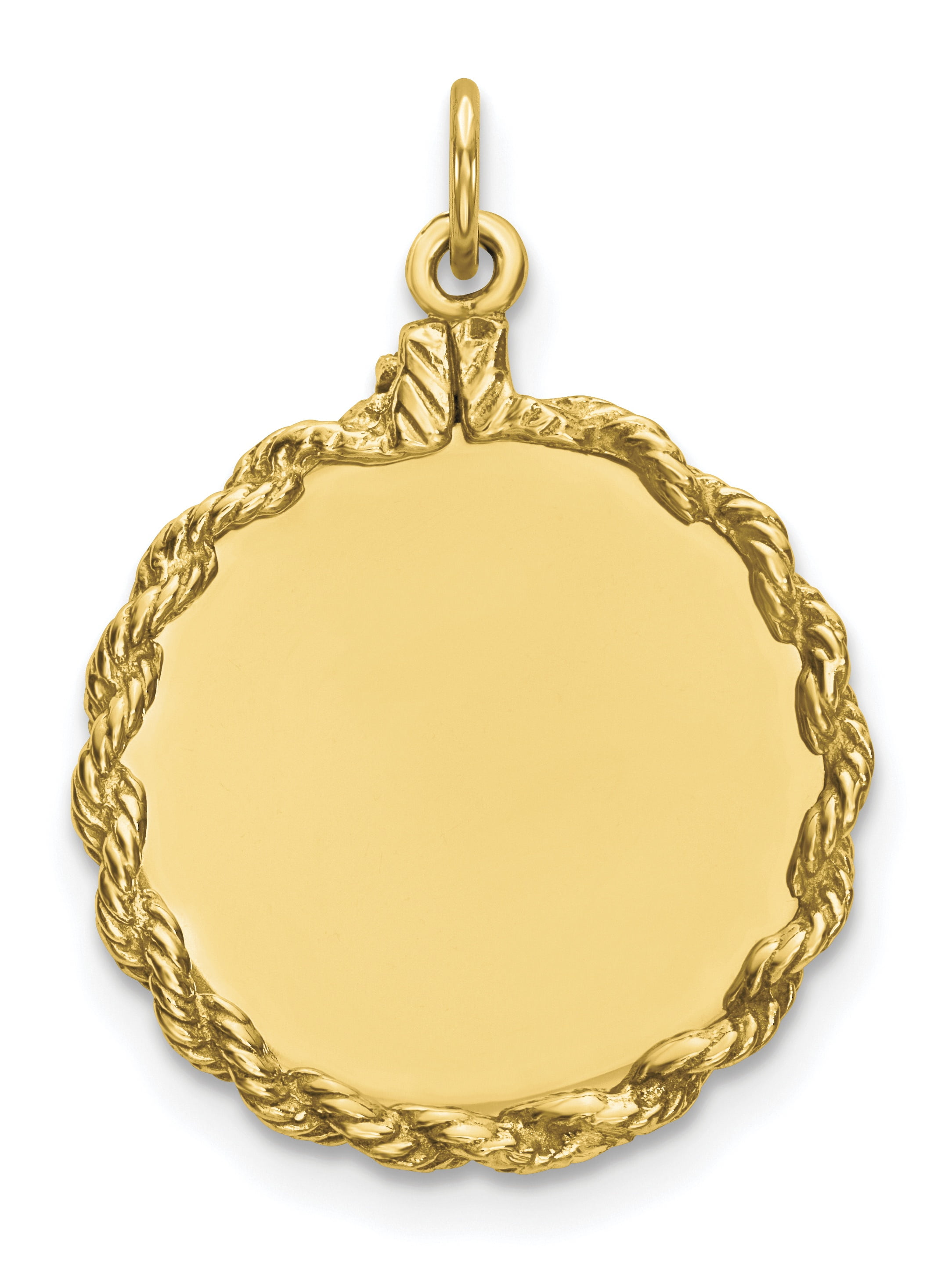 Ss/Gold Plated Ss Gold Plate Engraveable Round With Rope Polished Front ...