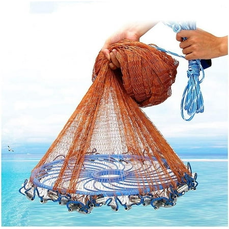 Fishing Cast Net,American Hand Throw Fish Nets Casting Sinker Net Bait ...