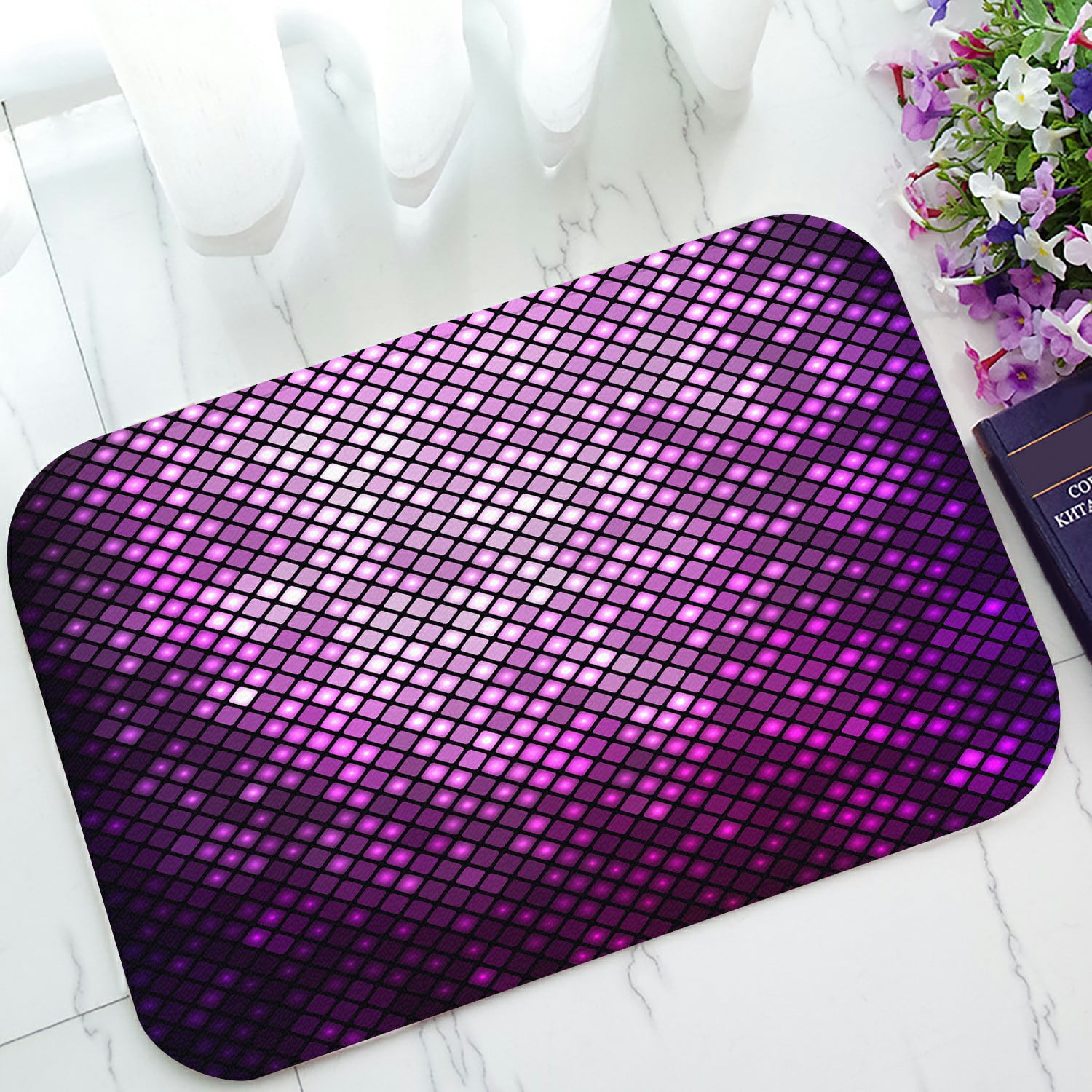 ABPHQTO Mosaic Bright Violet Disco Doormat Entrance Rug Area Rug Floor ...