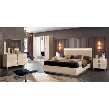 Slate Grey & White Queen Bedroom Set 5 PANAREA ESF Modern Made in ITALY - Walmart.com