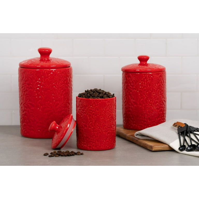 Red Ceramic Canister Set