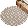 Beige Morrocan Plaid Geometric Art Check Round Area Rug 3ft,Living Room ...