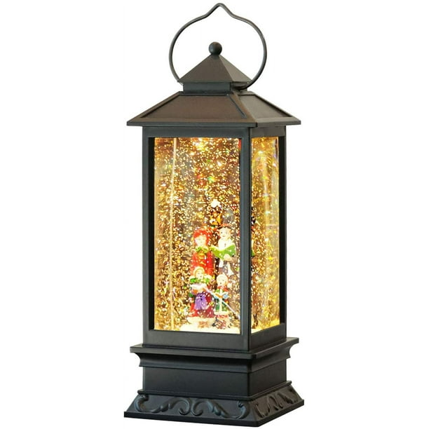 Christmas Lighted Musical Snow Globes Lantern with Timer, 12 Inches USB ...
