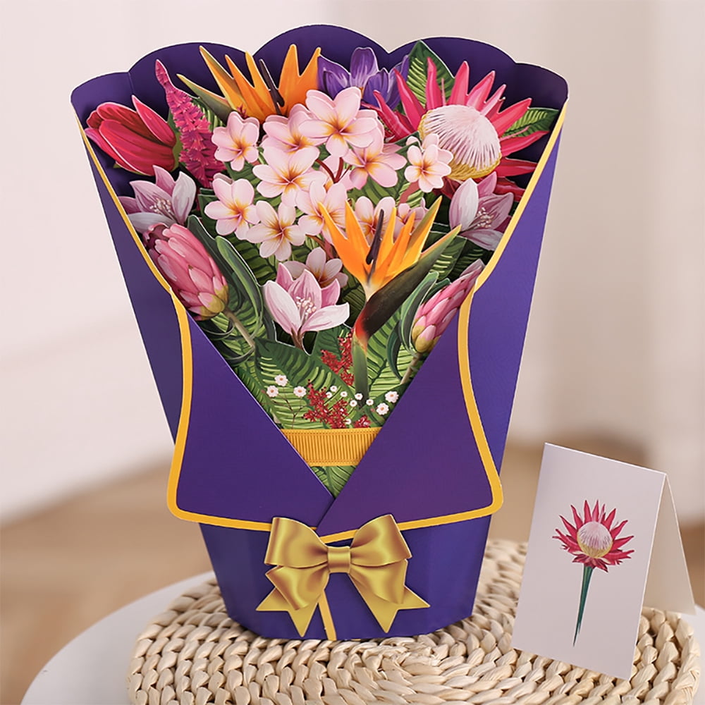 Flower Bouquets Greeting Card,Three Dimensional Paper Carved Flower ...