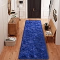 Super Soft Plush Runner Rug for Bedroom, Modern Shag Blue Area Rug ...