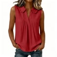 RQYYD Womens Sleeveless Tops Casual Split Neck Blouses Ruffle Collar ...