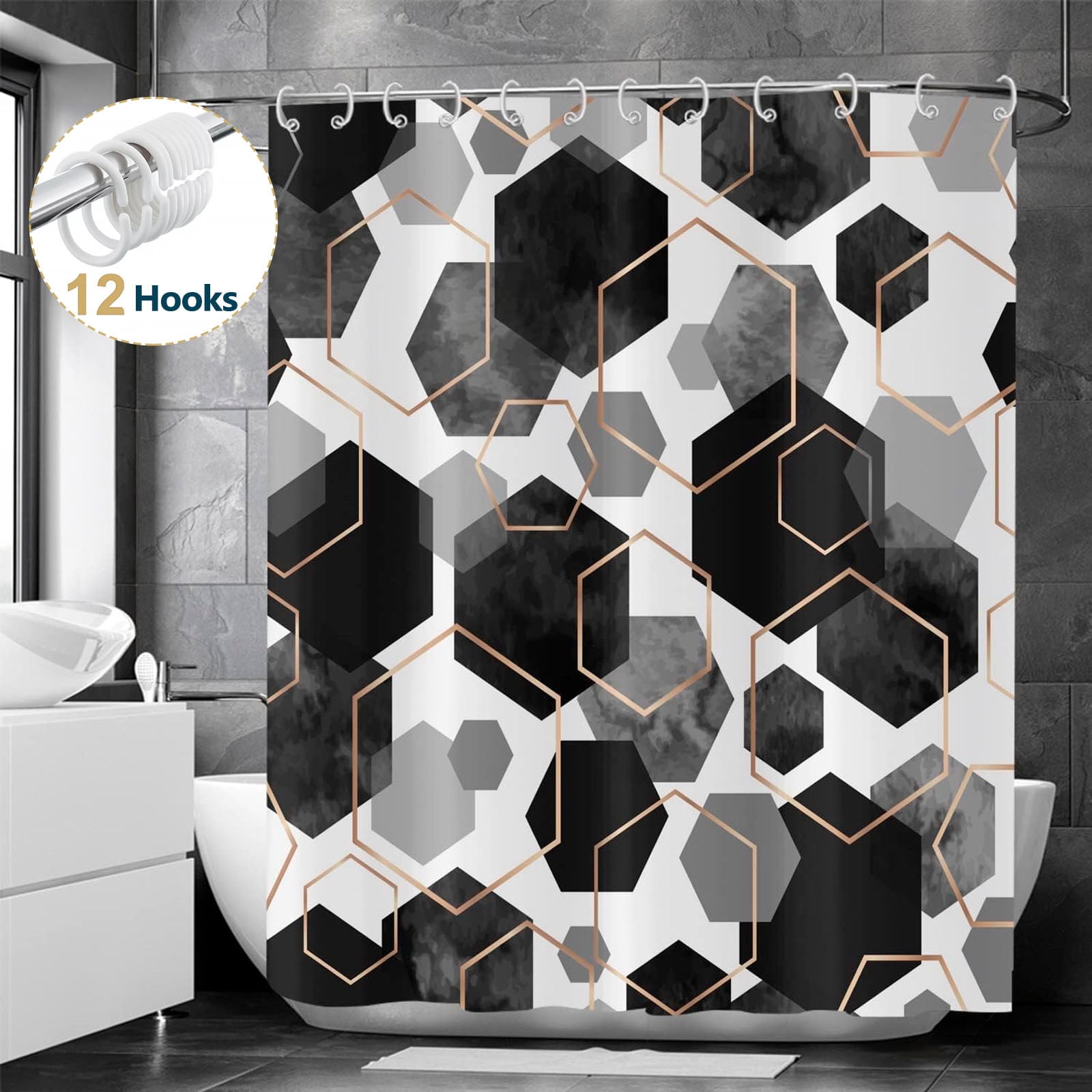 Click here for Dznils Gray Geometric Fabric Shower Curtain  Moder... prices