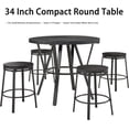 MOONMISS Wooden Round Dining Table with 4 Swivel Wooden Stools, 5 Piece ...