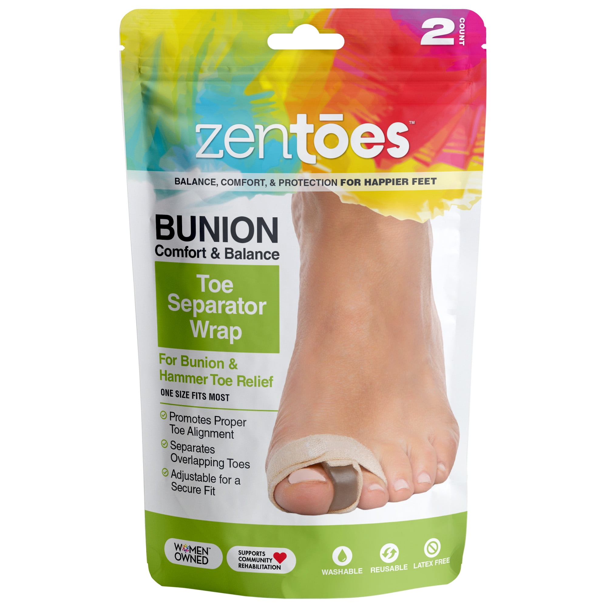 ZenToes Bunion Toe Separator Wraps Relieve Pain from Bunions and Hammer ...