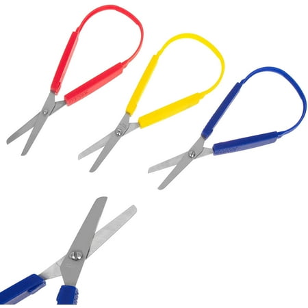 Adaptive Loop Scissors for Kids,3 Pack Colorful Mini Loop Scissors,Self ...