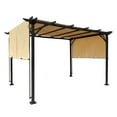 Perfect Garden 12 x 9.5 FT Outdoor Steel Frame Pergola with Retractable ...