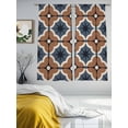 Brown Flower Sheer Curtains for Living Room Bedroom, Vintage Blue Color ...